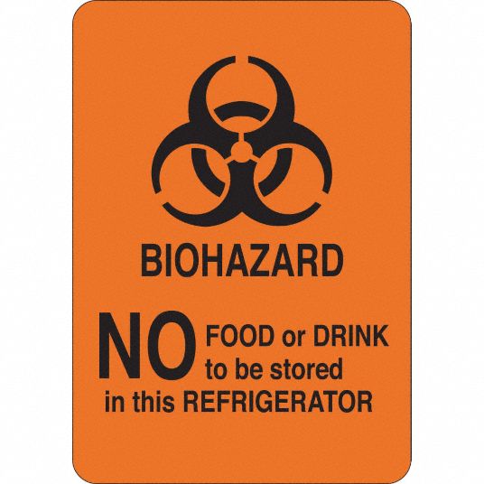 CONDOR Biohazard Sign, Biohazard No Food Or Drink To Be Stored In This ...