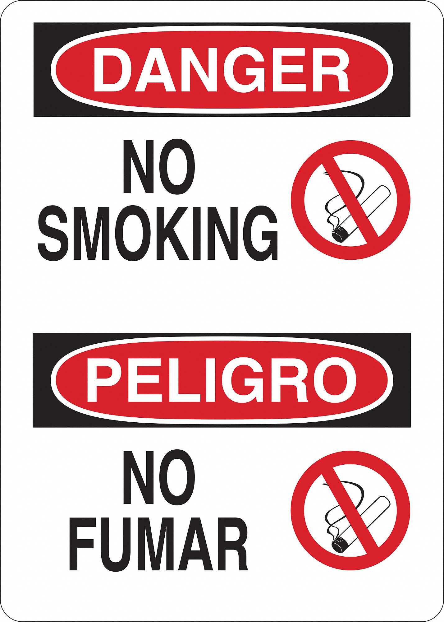 Danger No Smoking Sign, Vinyl, English, Spanish - Grainger