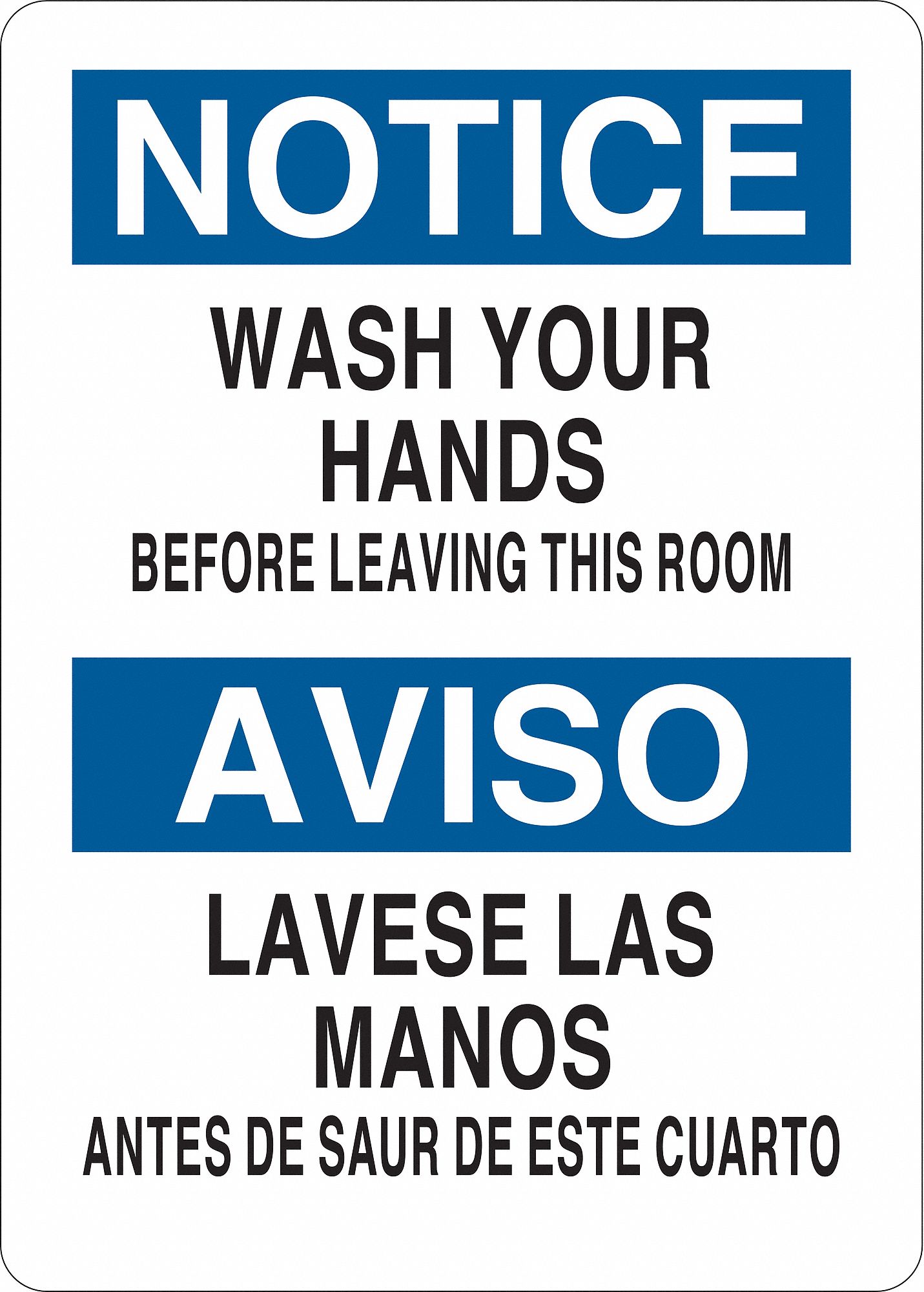 Adhesive Sign Mounting, English/Spanish, Notice Sign - 35GG25|35GG25 ...
