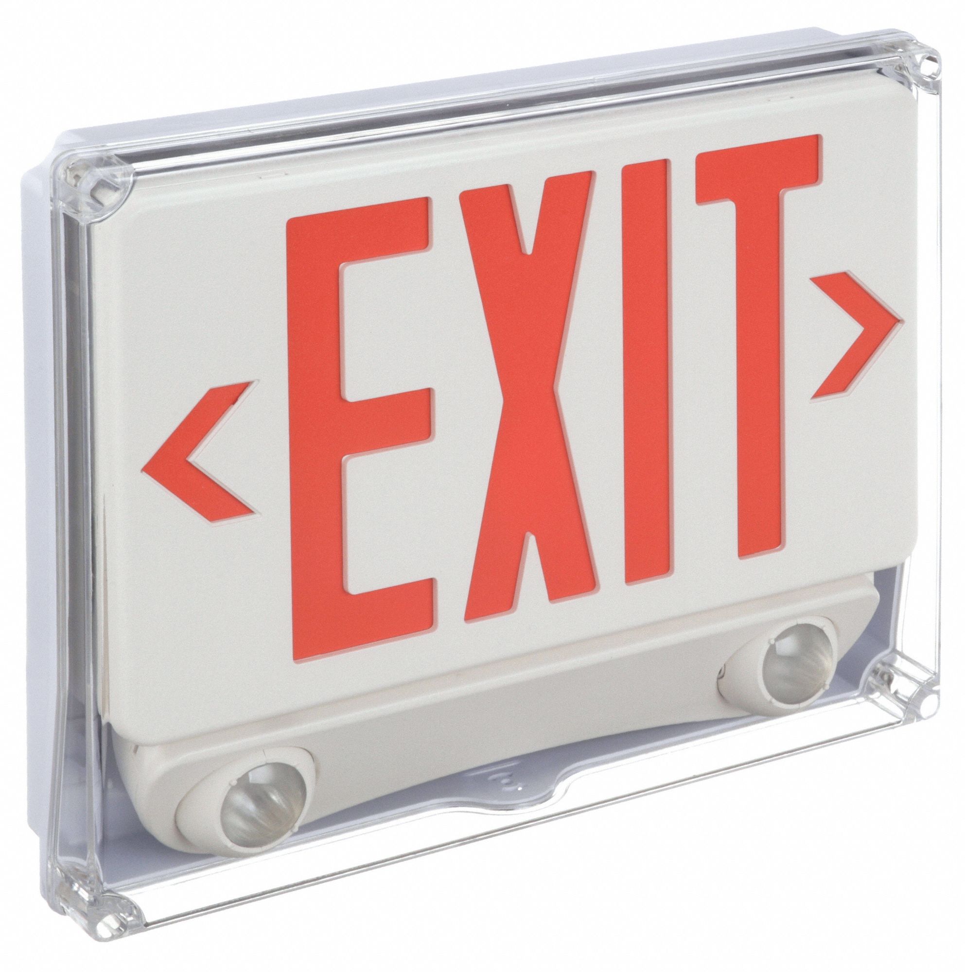 White, 1 Faces, Exit Sign with Emergency Lights - 35GW99|35GW99 - Grainger