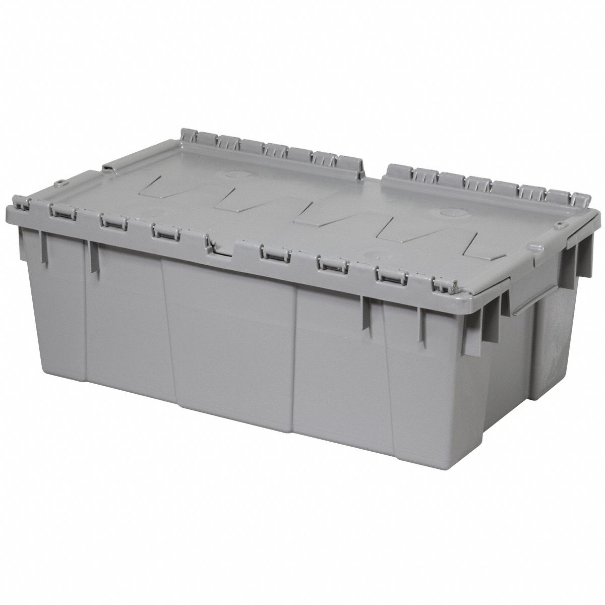 BUCKHORN Attached Lid Container, Gray, 7 1/2 inH x 20 inL x 11 11/16 ...