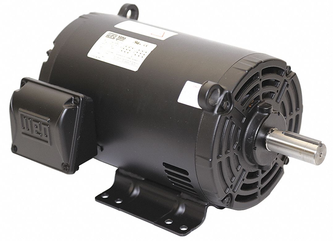General Purpose Motor, 1 HP, 3-Phase, Nameplate RPM 3470, Voltage 230/ ...