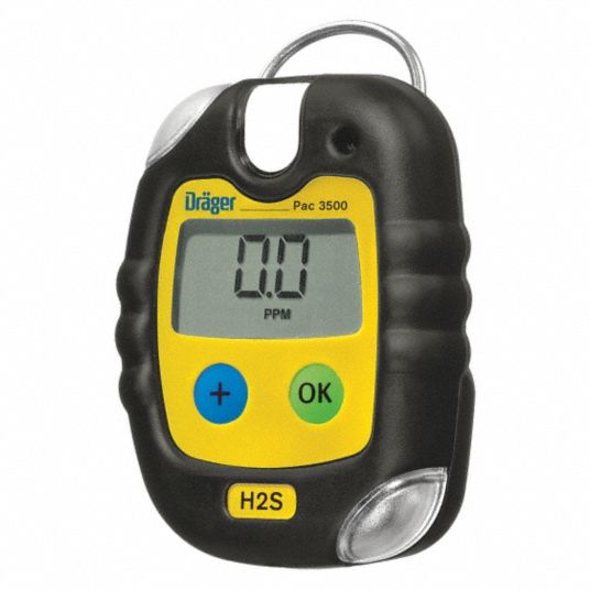 Gas Detector, 0 to 100 ppm Sensor Range, Audible, Visual, Vibrating ...
