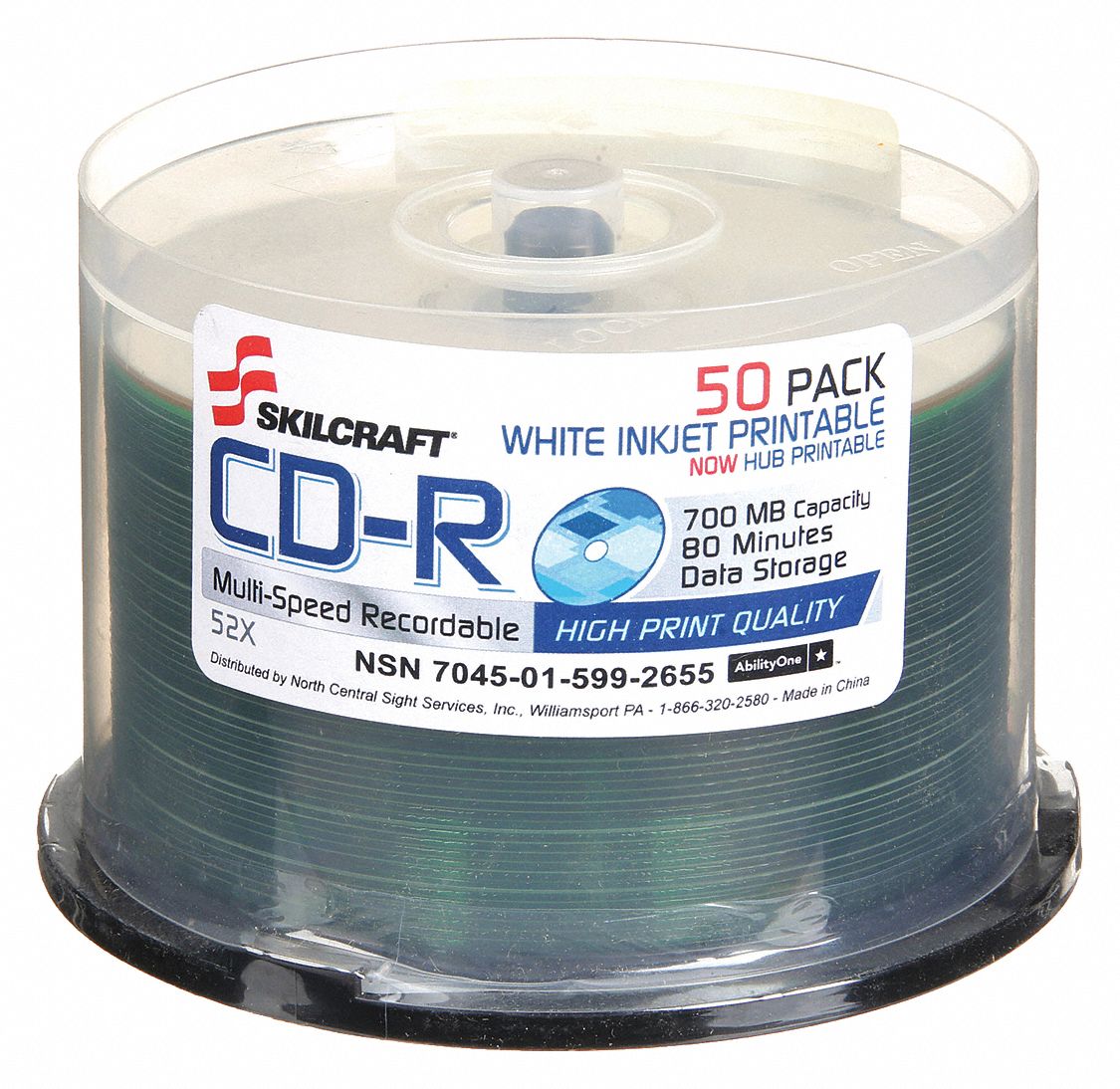 ABILITY ONE, Write Once, White, CD-R Disc - 35KR86|7045-01-599-2655 ...