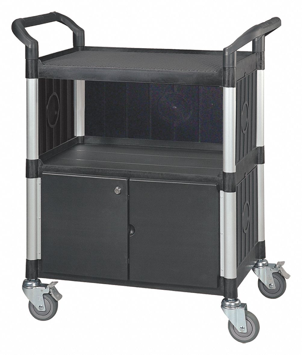 GRAINGER APPROVED Enclosed Service Cart, 400 lb Load Capacity, Fiber ...