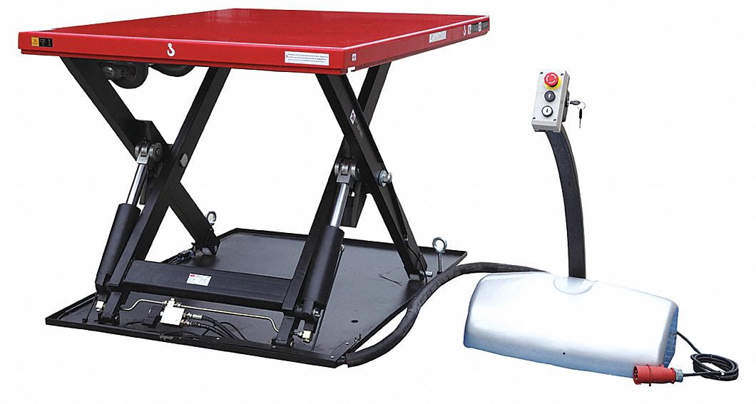 Stationary Scissor Lift Table, 4400 lb Load Capacity, 39 1/2 in Lifting ...