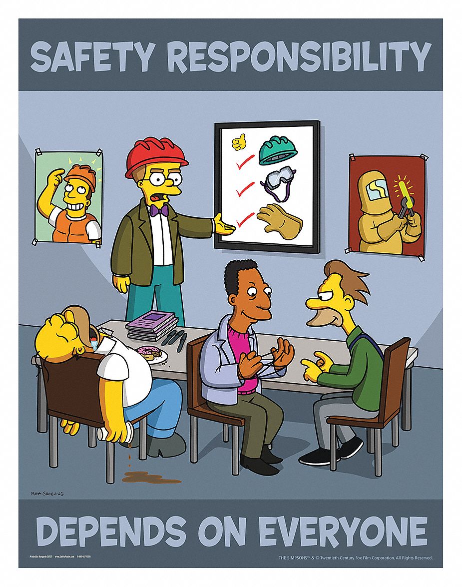 SAFETYPOSTER.COM Simpsons Safety Poster, English, 11" x 17", 1 EA ...