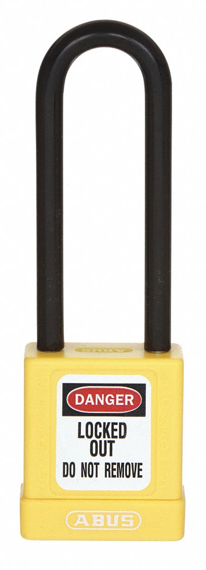 ABUS, Keyed Different, Plastic-Covered Aluminum, Lockout Padlock - 35MD40|74HB/40-75 KD YELLOW ...
