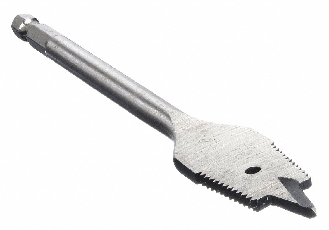 Wood Drilling Bit, Self-Feed Bit, 6 1/4 in Length, 1/4 in Shank Size ...