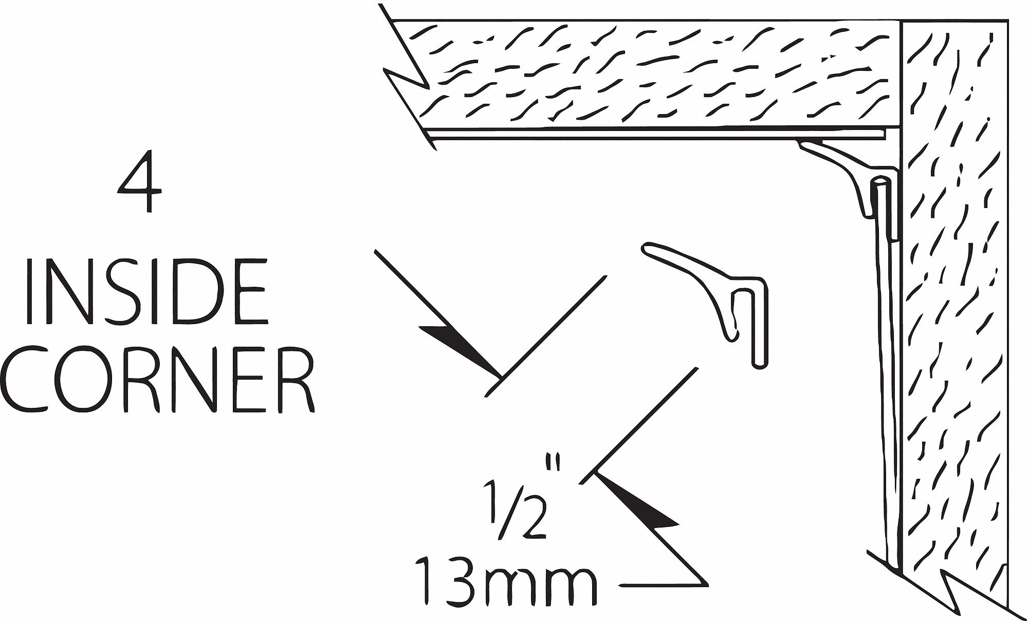 Inside Corner, Vinyl, 96 in Height, 1/2 in Width, 1/16 in Thickness ...