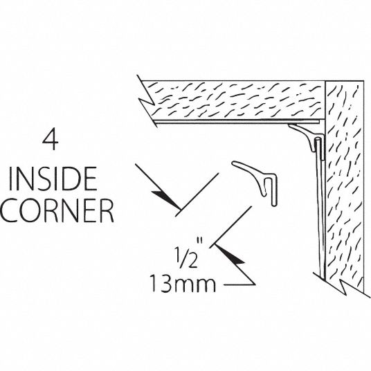 Inside Corner, Vinyl, 96 in Height, 1/2 in Width, 1/16 in Thickness ...