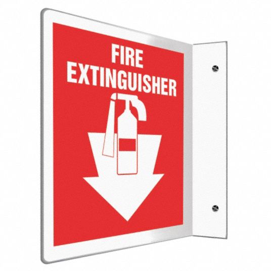 Plastic, With Mounting Holes, L-Shaped Sign Mounting, Fire Extinguisher ...