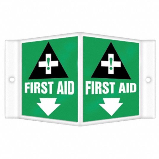 Plastic, V-Shape Projection Sign, 8-1/2" Width, 6" Height, Green, With ...