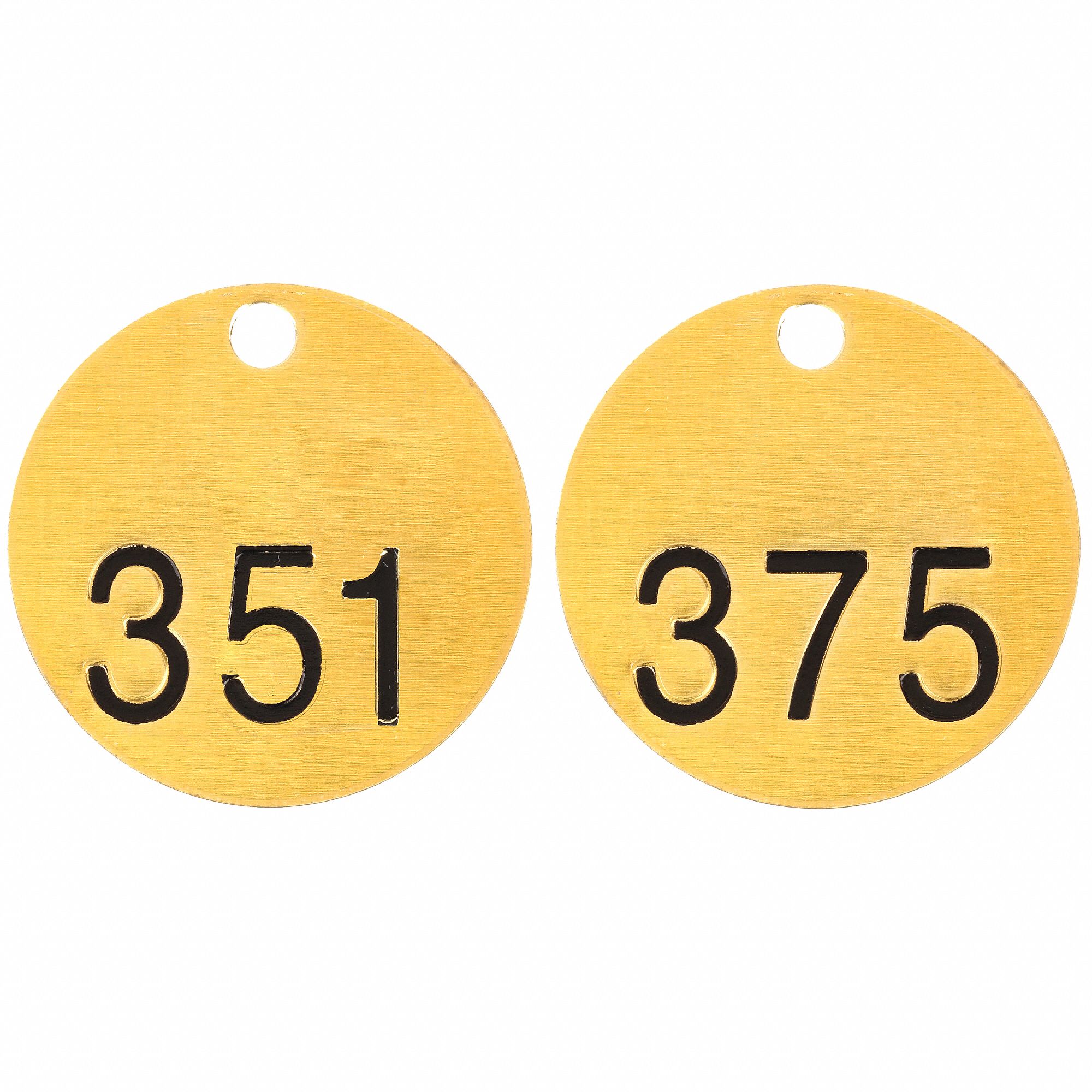 Brass, 1 1/2 in Dia, Numbered Tags - 35TD71|23621 - Grainger