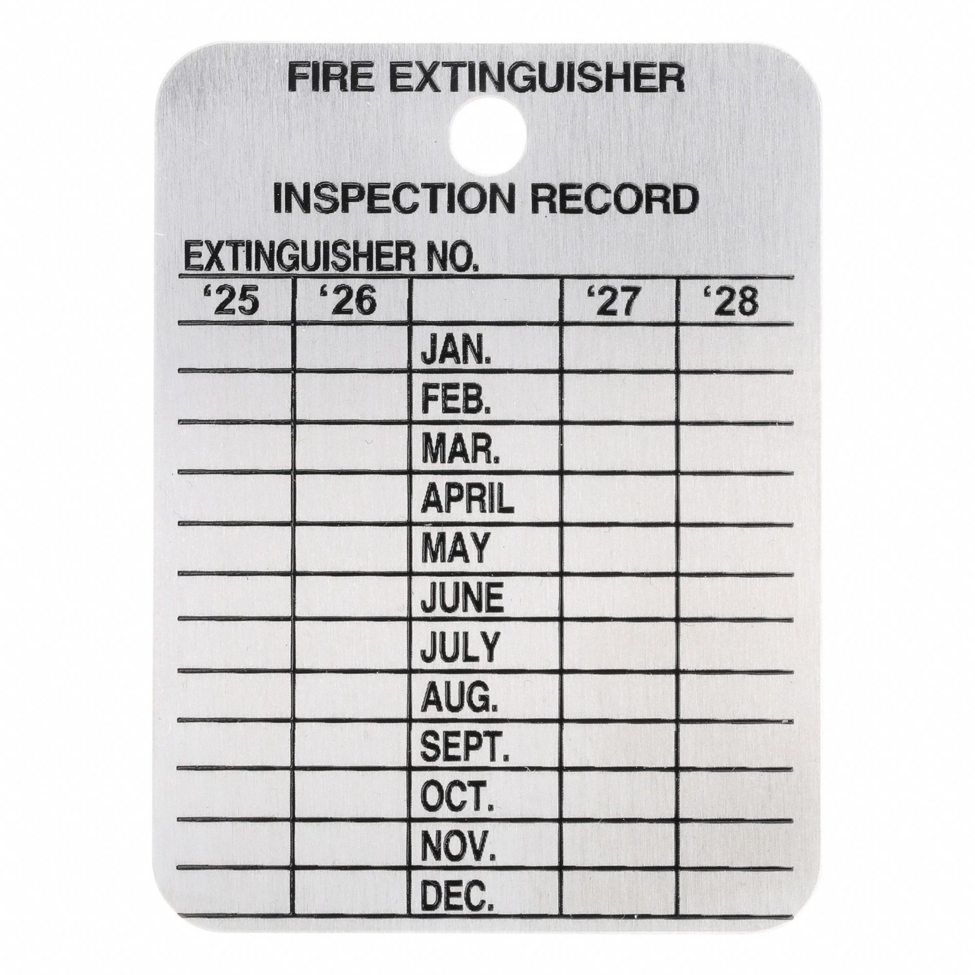 Fire Extinguisher Inspection Record, 2 1/4 in Wd, Tag - 35TJ49|103632 ...