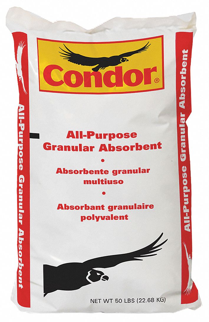 CONDOR, Montmorillonite, 4 gal Volume Absorbed per Pkg., Granular ...