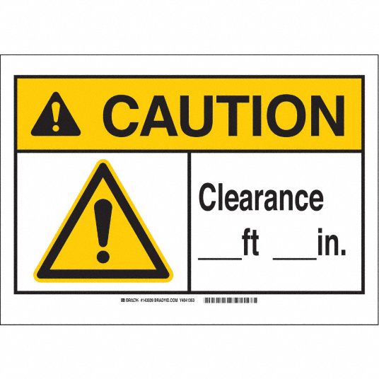 Plastic, Caution Sign, 10" Width, 7" Height, White, With Mounting Holes ...