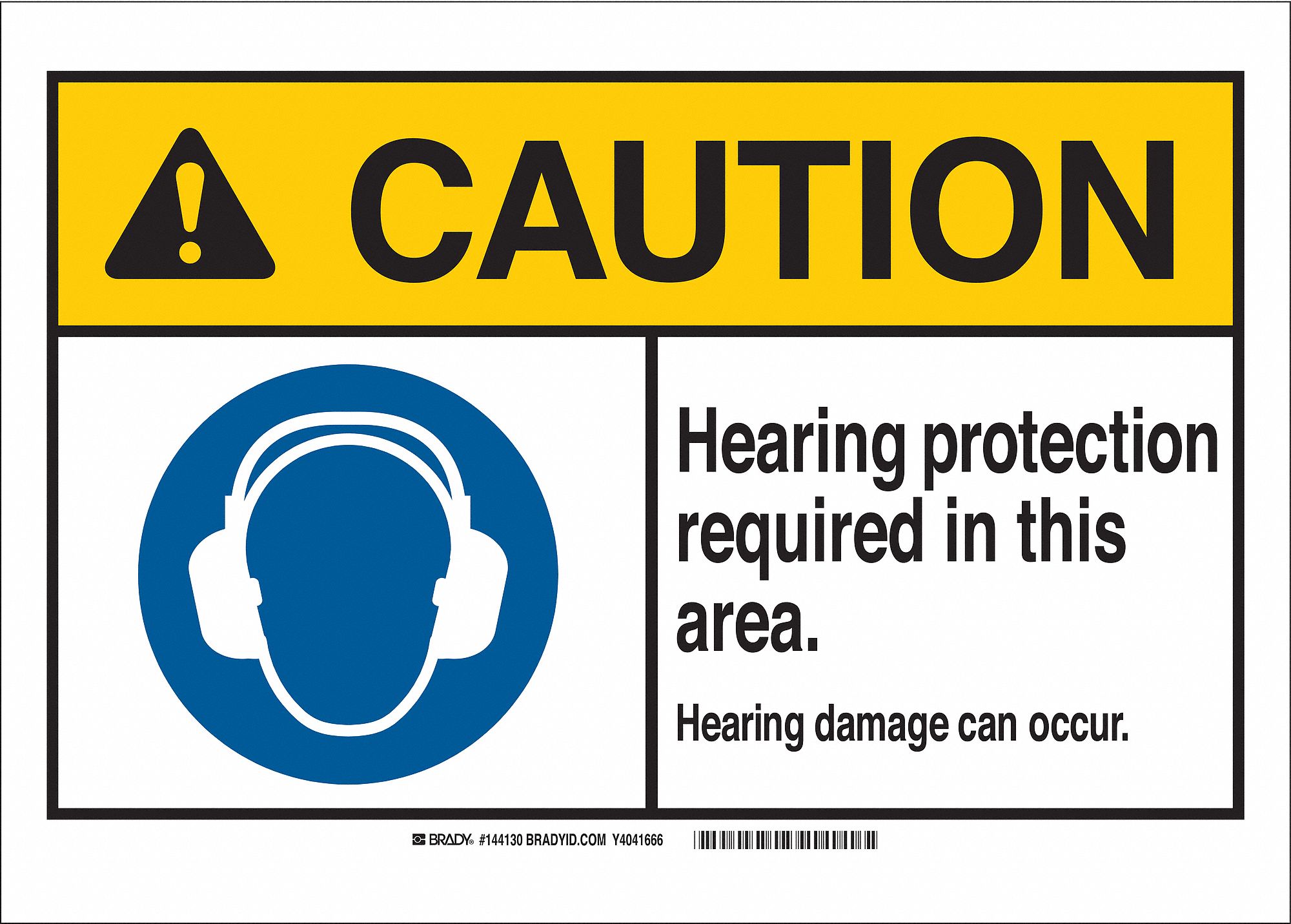 Caution Sign, Hearing Protection Required In This Area. Hearing Damage ...