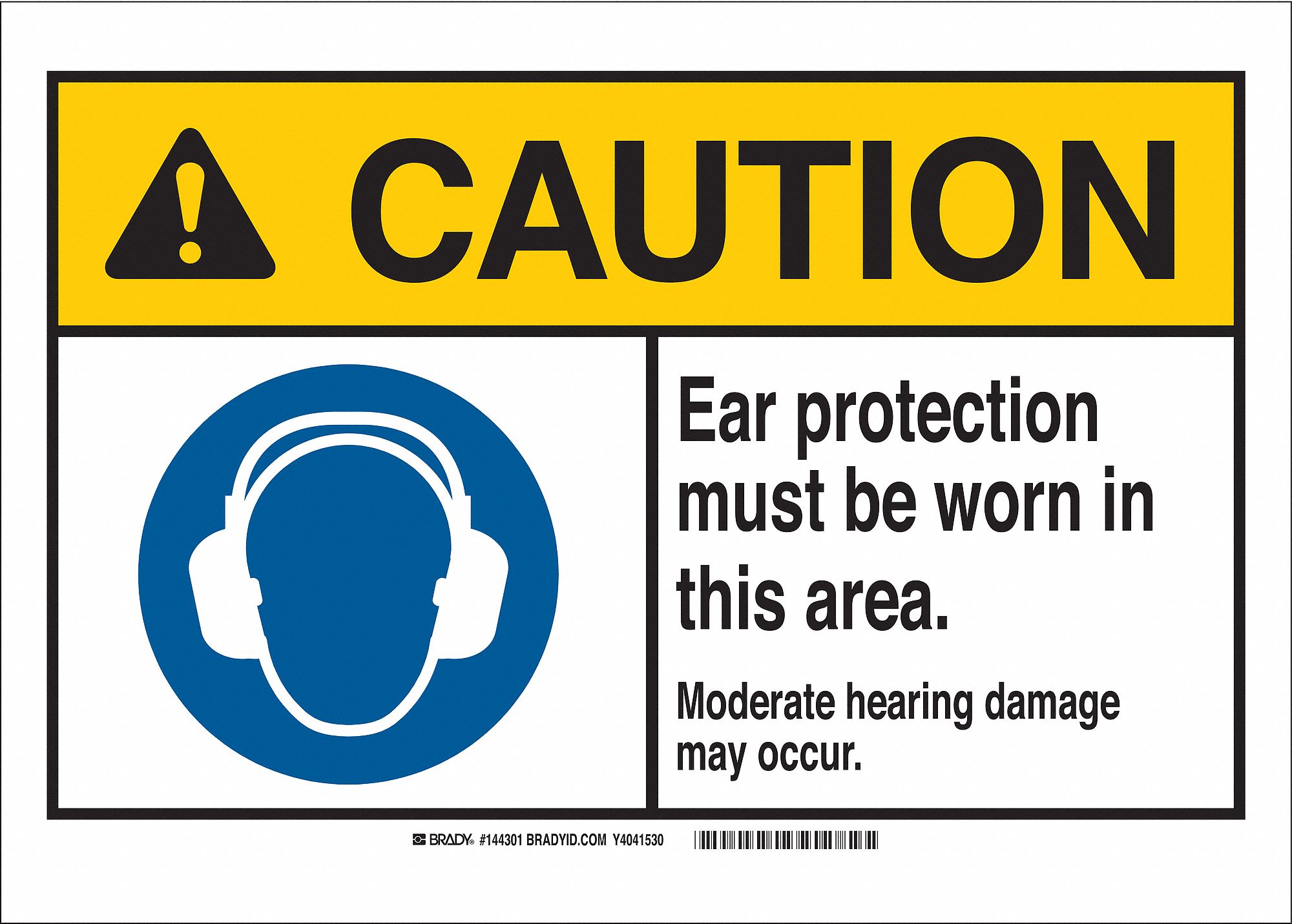 Caution Sign, Ear Protection Must Be Worn In This Area. Moderate ...