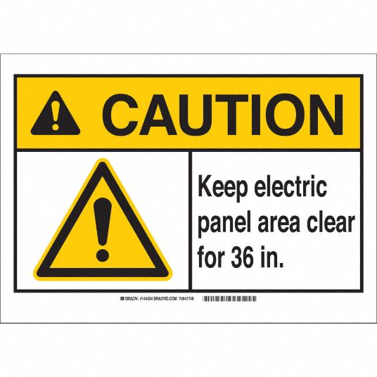 Caution Sign, Keep Electrical Panel Clear For 36 Inches, Header Caution ...