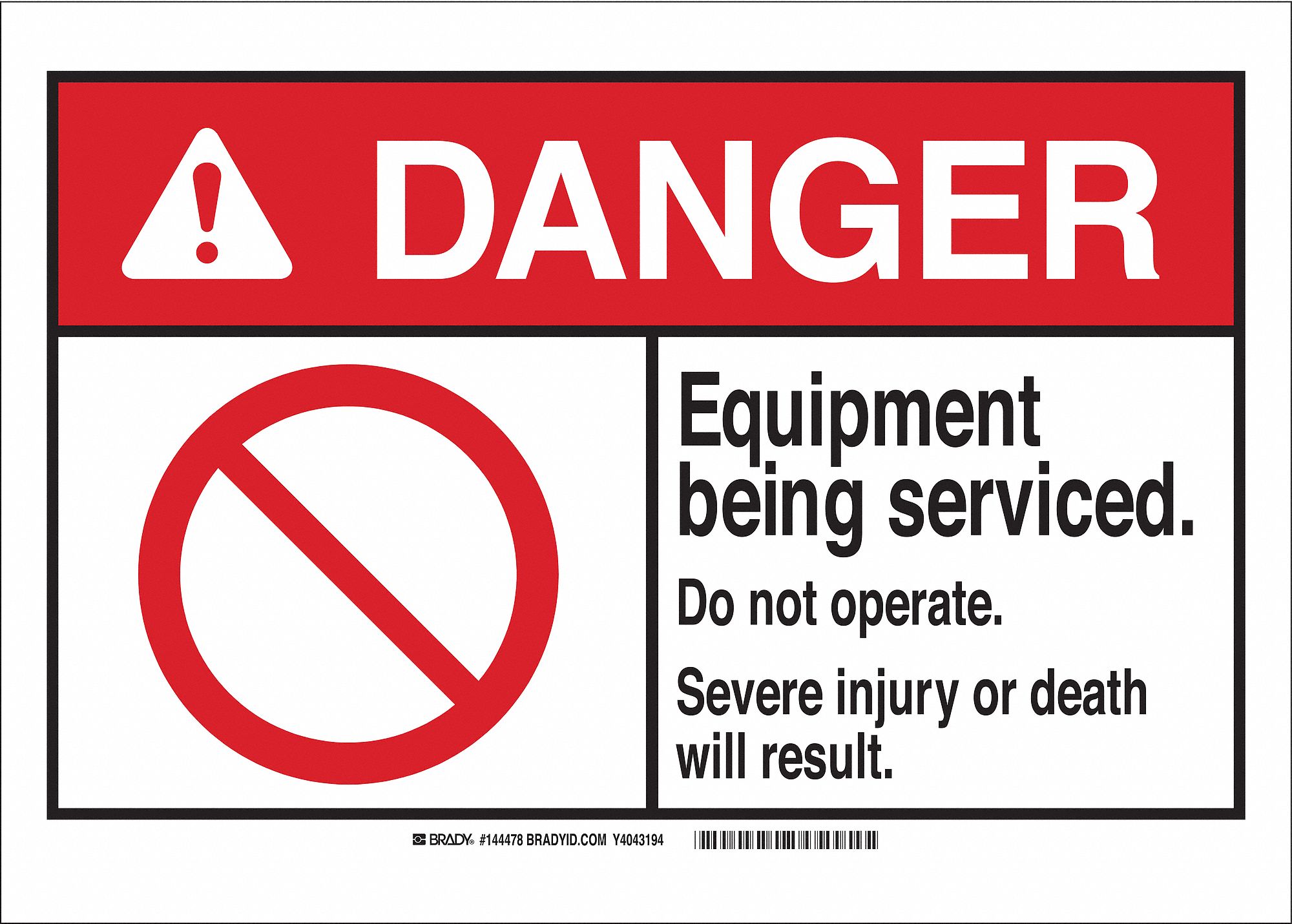 Plastic, Danger Sign, 10" Width, 7" Height, White, With Mounting Holes ...
