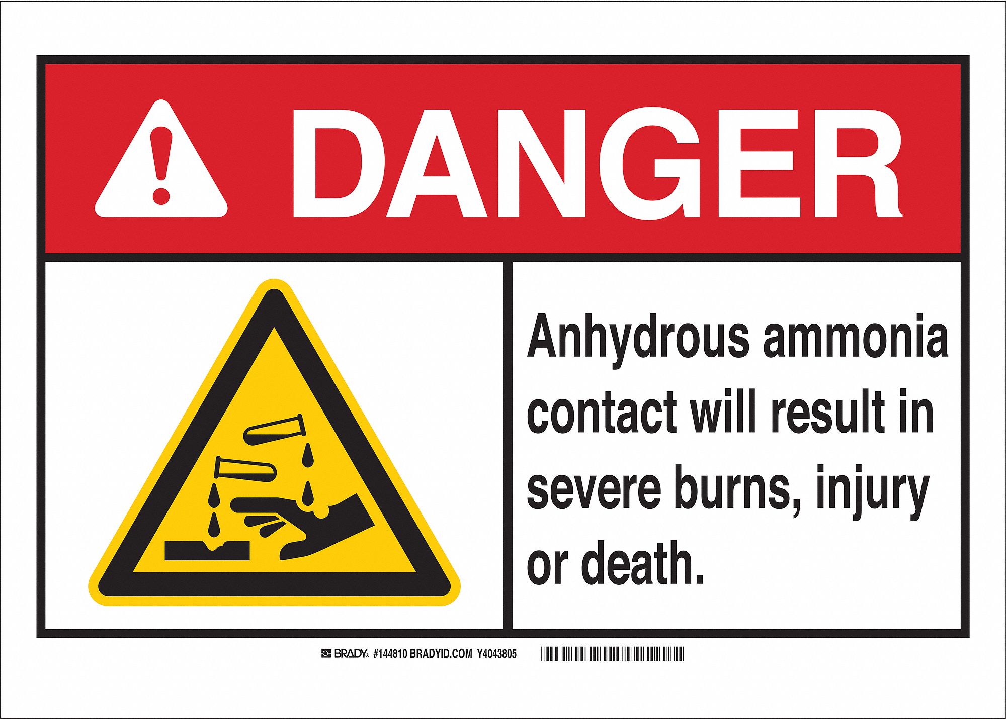 Danger Sign, Anhydrous Ammonia Contact Will Result In Severe Burns ...