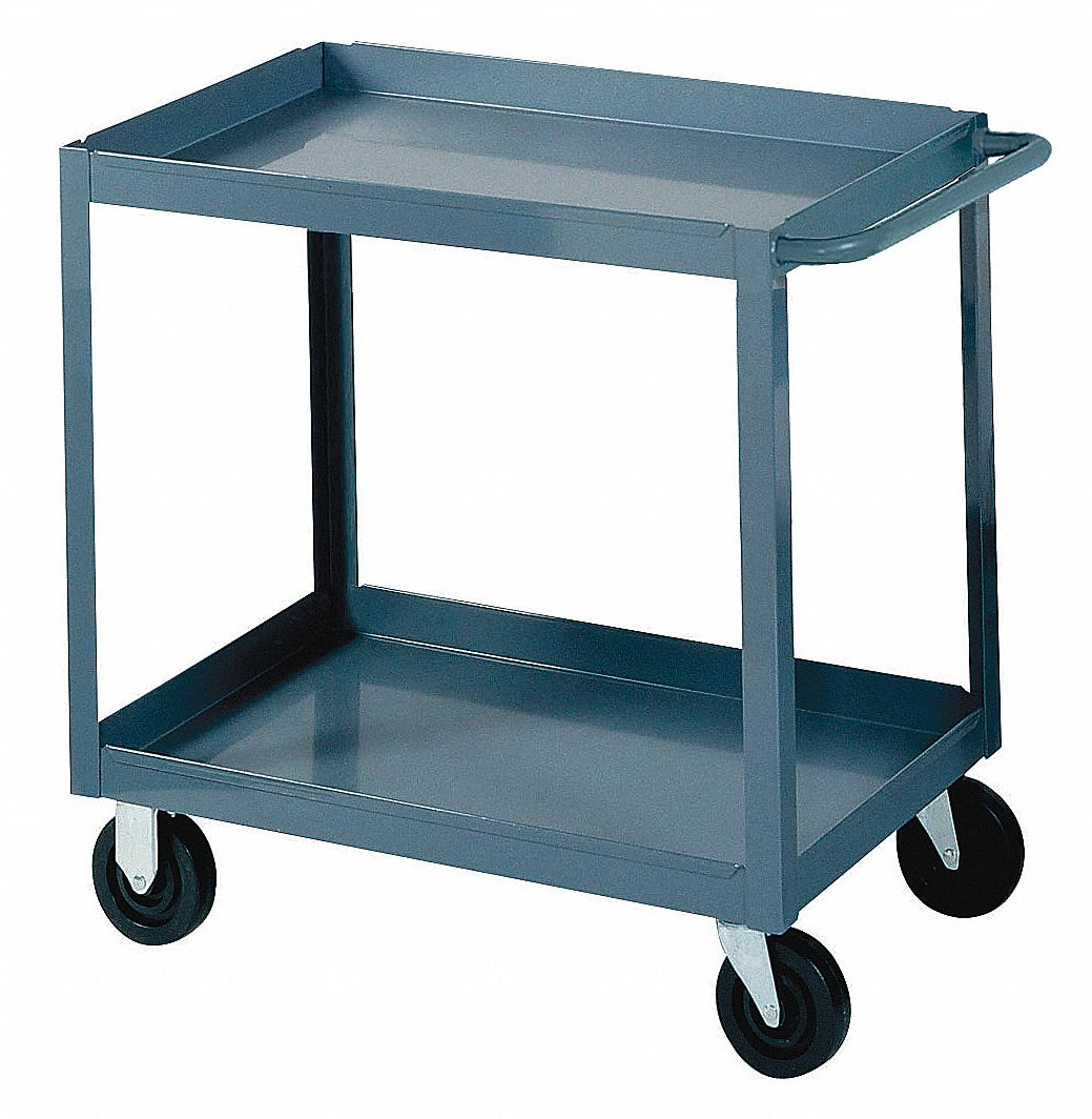 Flat Handle Utility Cart, Load Capacity 800 lb, Number of Shelves 2 ...