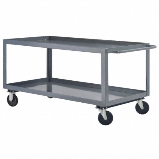 Flat Handle Utility Cart, Load Capacity 1200 lb, Number of Shelves 2 ...