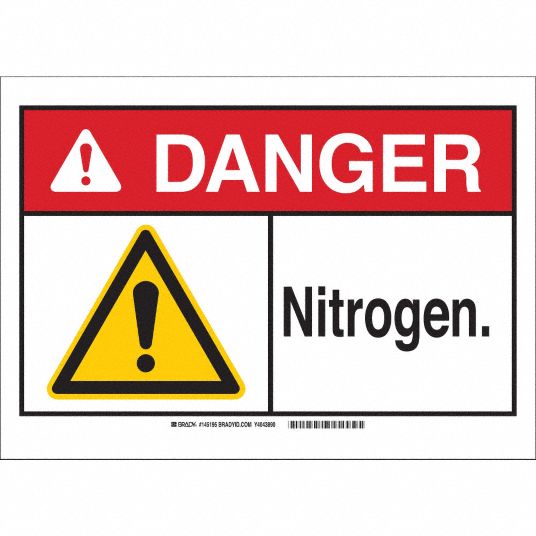 Danger Sign, Nitrogen., Header Danger, Rectangle, 7 in Height, 10 in ...
