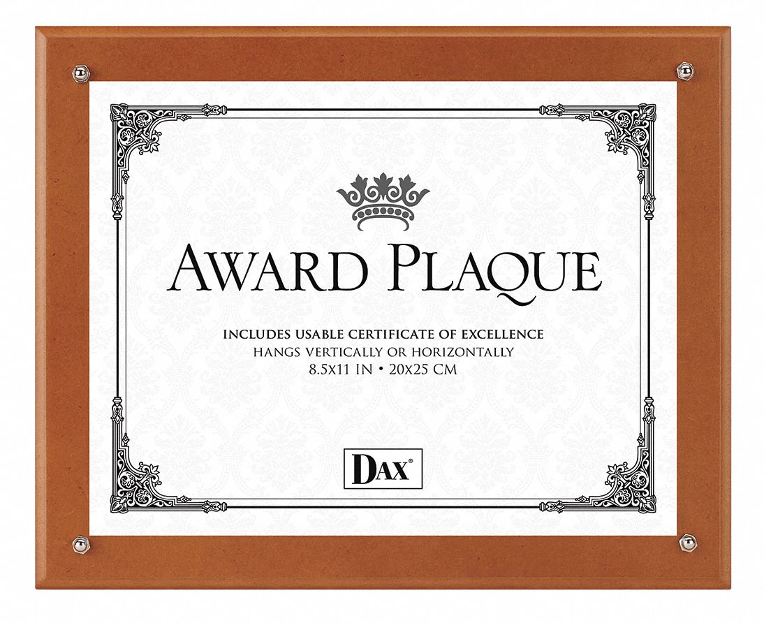 DAX Award Plaque Kit, 13x10-1/2 In, Walnut - 35W695|DAXN100WT - Grainger