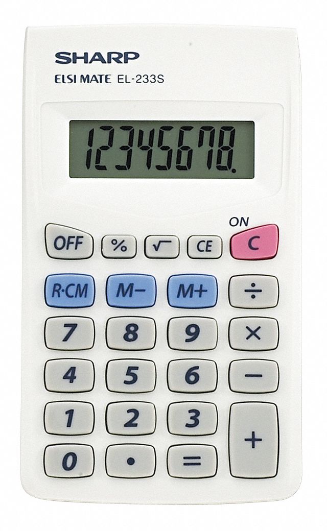 SHARP, LCD, 8 Digits Displayed, Portable Calculator - 35W757|SHREL233SB ...