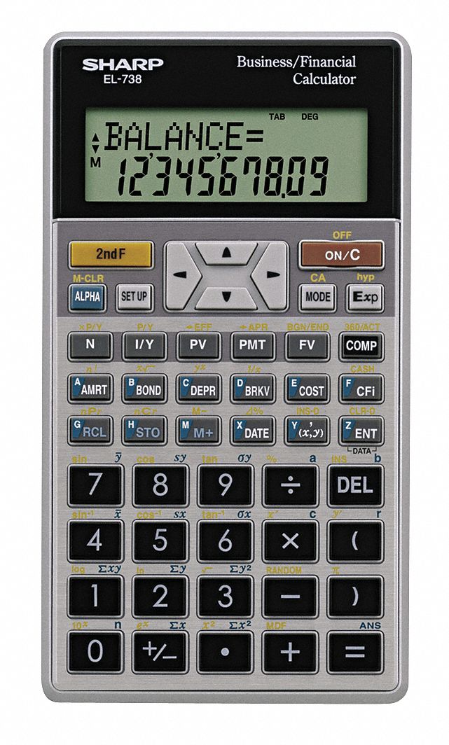SHARP, LCD, 12 Digits Displayed, Financial Calculator - 35W772 ...