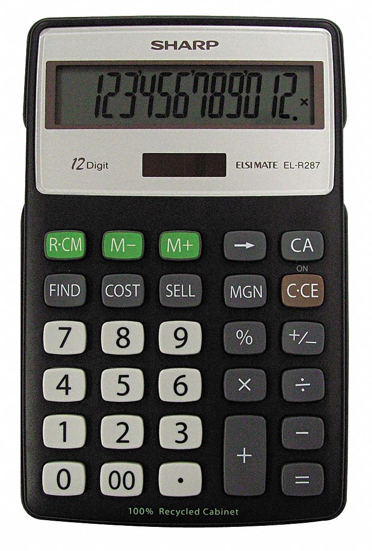 SHARP, LCD, 12 Digits Displayed, Desktop Calculator - 35W774 ...