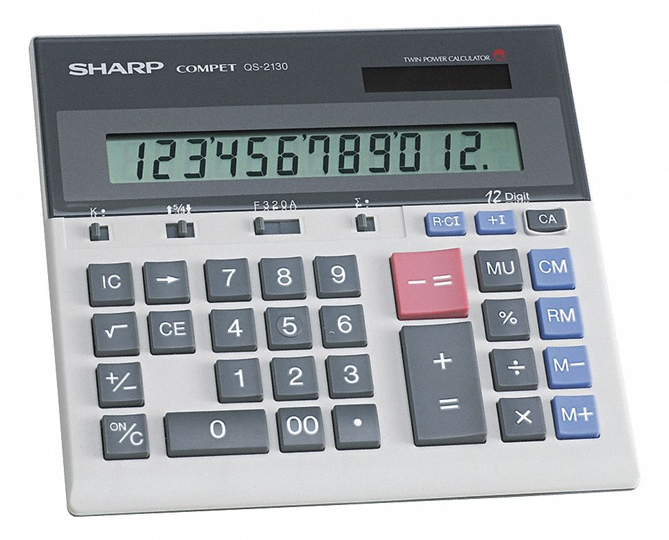 SHARP, LCD, 12 Digits Displayed, Desktop Calculator - 35W781|SHRQS2130 ...