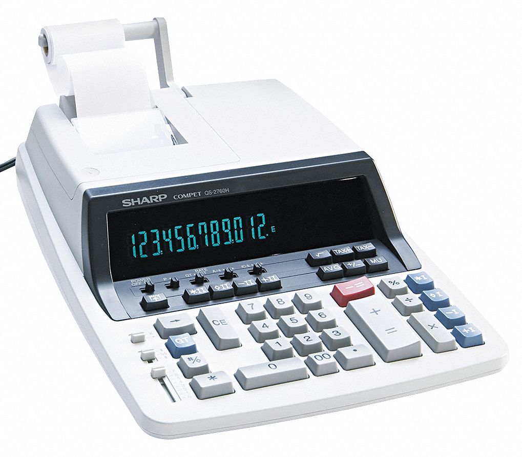SHARP, Fluorescent Display, 4 1/2 in Display Wd, Printing Calculator ...
