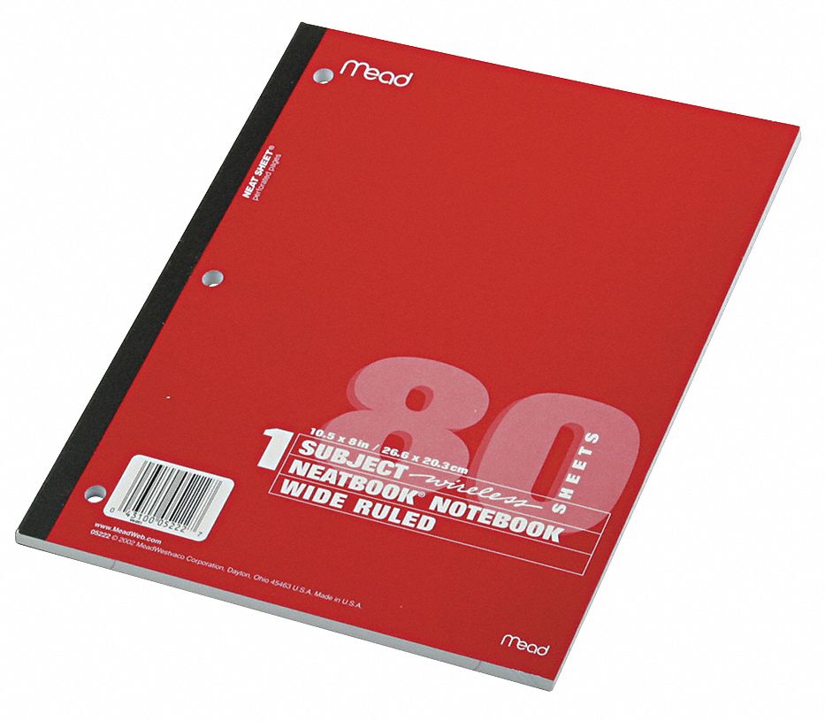 MEAD, 8 in x 10-1/2 in Sheet Size, Legal, Notebook - 35W816|MEA05222 ...