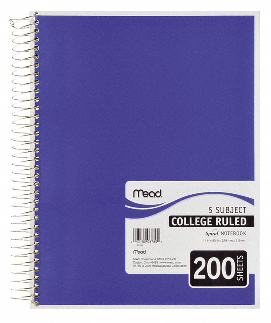 MEAD Notebook 8 In X 11 In Sheet Size College White 200 Sheets 0 