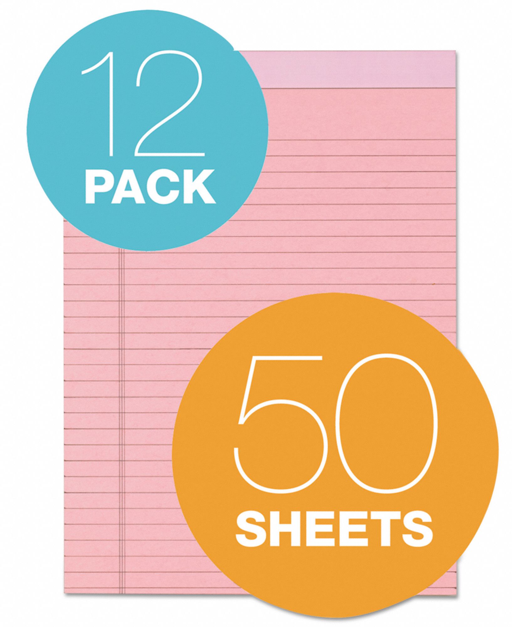 TOPS Notepad: 8-1/2 in x 11-3/4 in Sheet Size, Legal, Pastel Pink, 600 ...