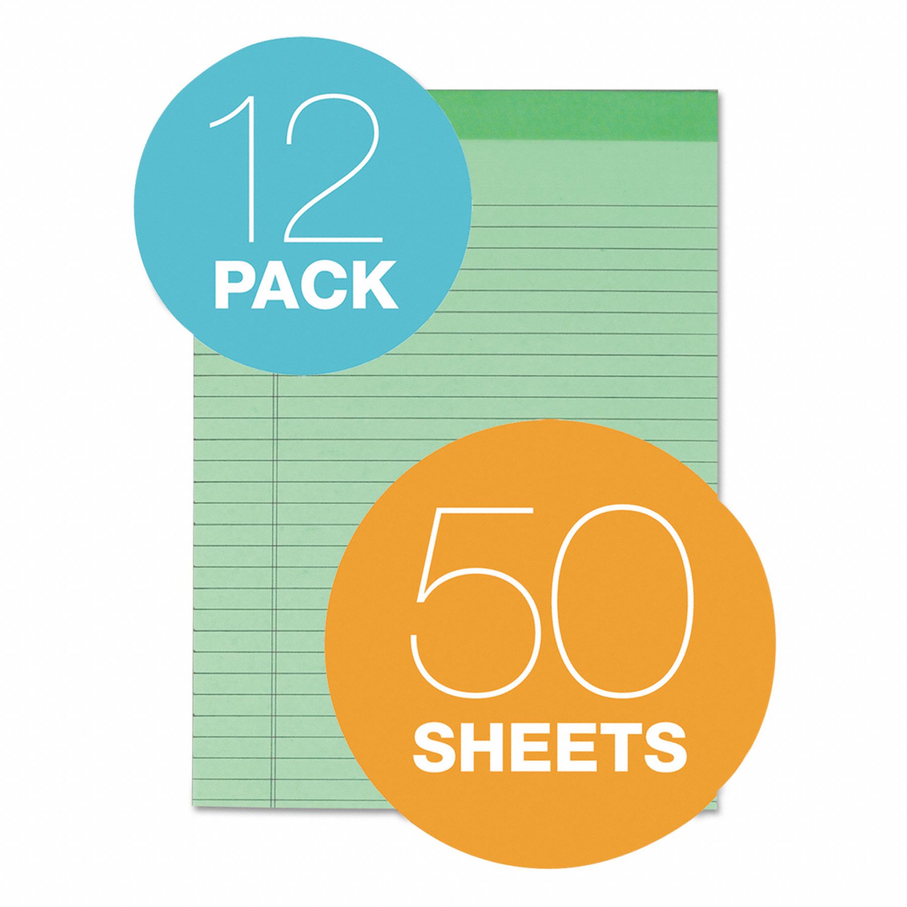 TOPS Notepad: 8-1/2 in x 11-3/4 in Sheet Size, Legal, Pastel Green, 600 ...