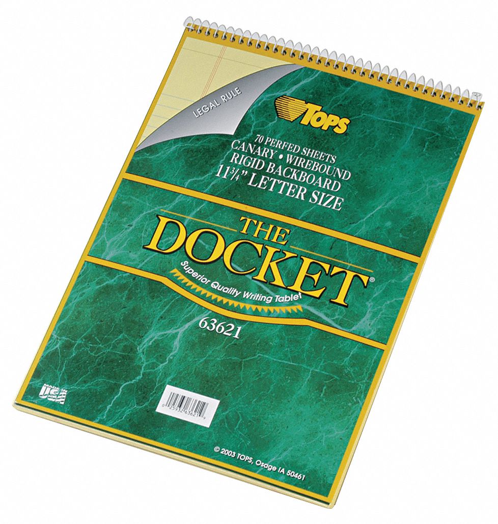 TOPS, 8-1/2 in x 11-3/4 in Sheet Size, Legal, Notebook - 35W951 ...