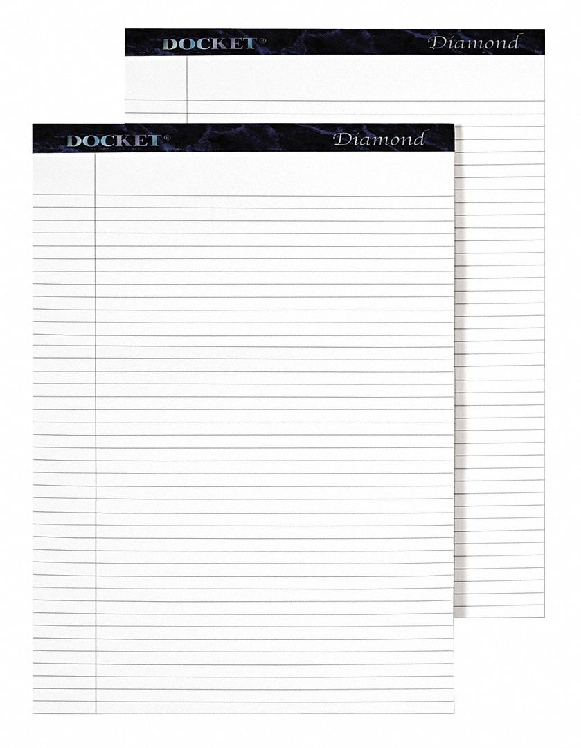 Docket® Diamond Ruled Pad, 8 1/2 x 11 3/4 in, PK 2 - Grainger
