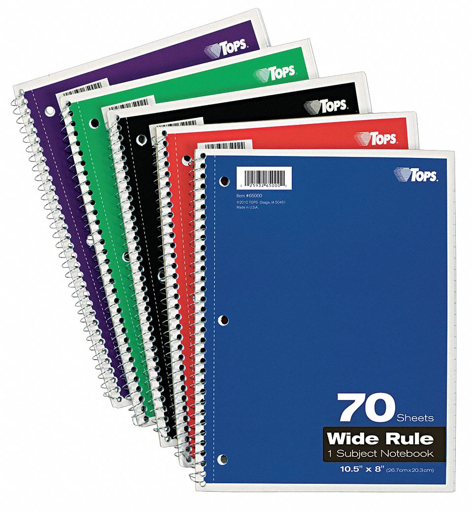 TOPS, 8 in x 10-1/2 in Sheet Size, Legal, Notebook - 35W974|TOP65000 ...