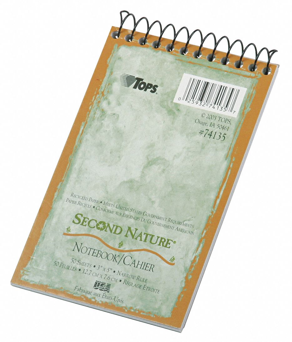 TOPS, 3 in x 5 in Sheet Size, Narrow, Notebook - 35X003|TOP74135 - Grainger