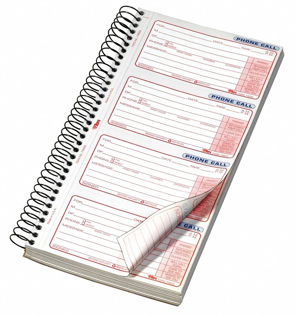 TOPS, 5 in Lg, 2 3/4 in Wd, Phone Message Book - 35X004|TOP74620 - Grainger