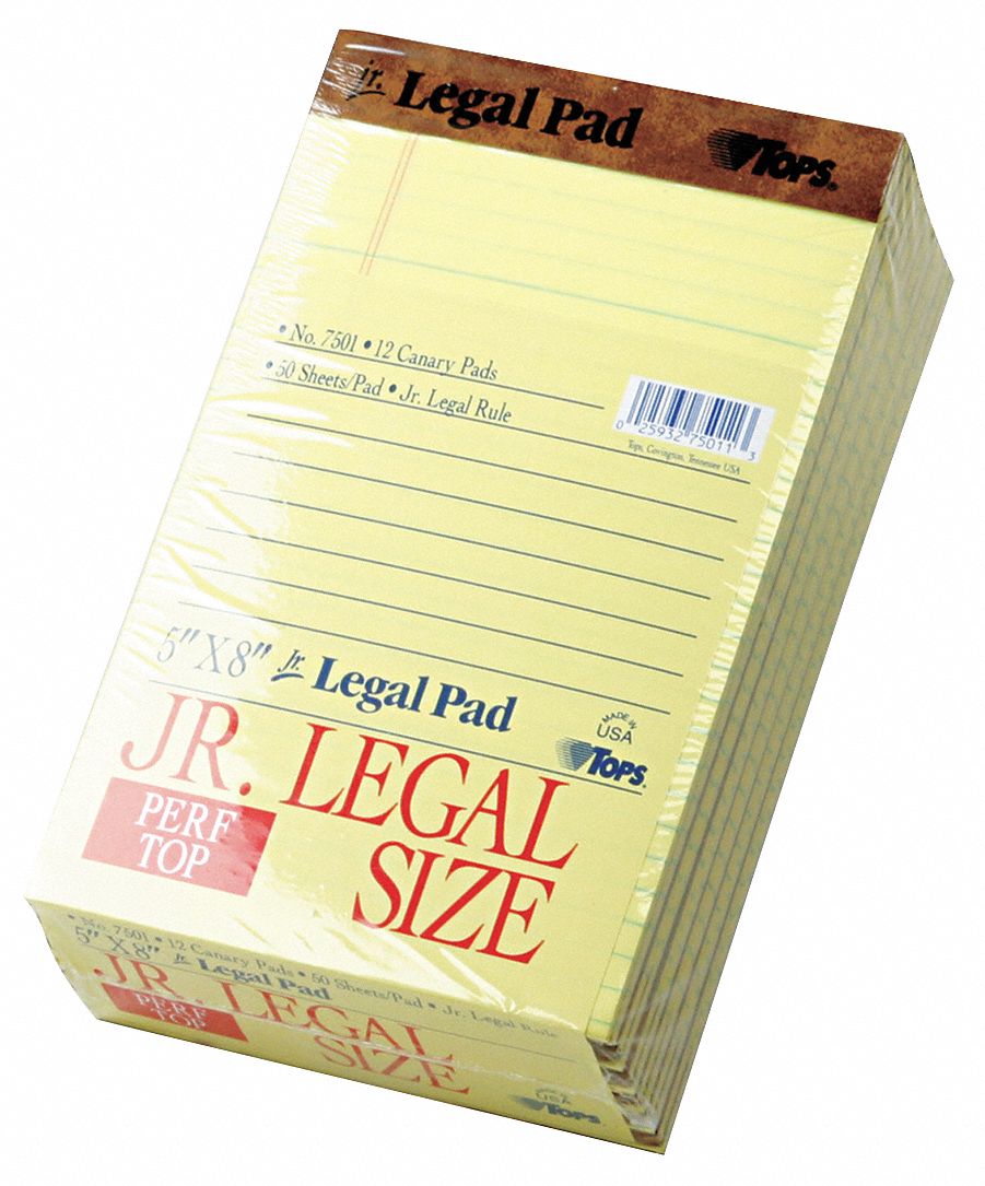 TOPS, 5 in x 8 in Sheet Size, Narrow, Notepad - 35X014|TOP7501 - Grainger