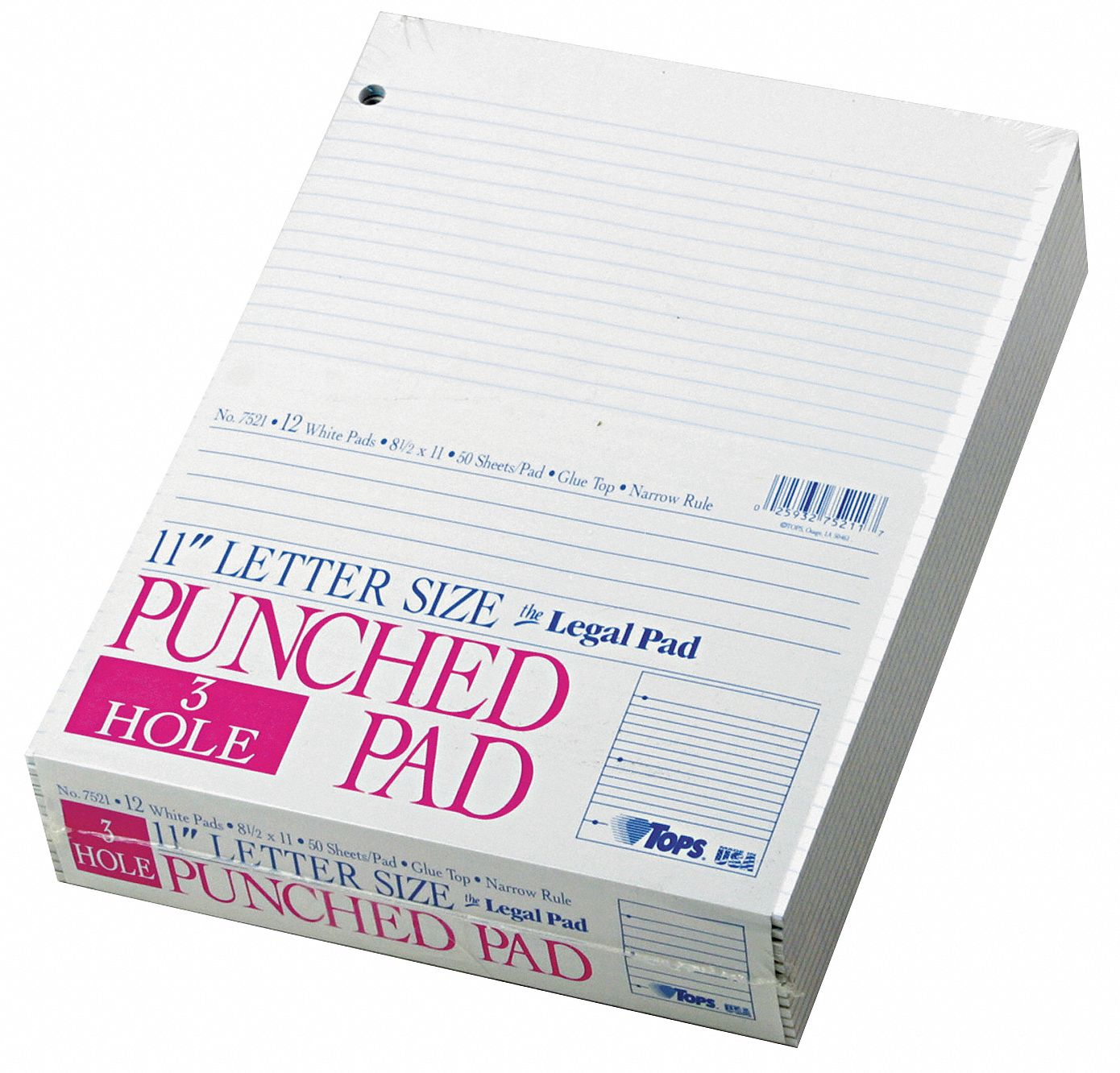 TOPS, 8-1/2 in x 11 in Sheet Size, Narrow, Notepad - 35X018|TOP7521 ...