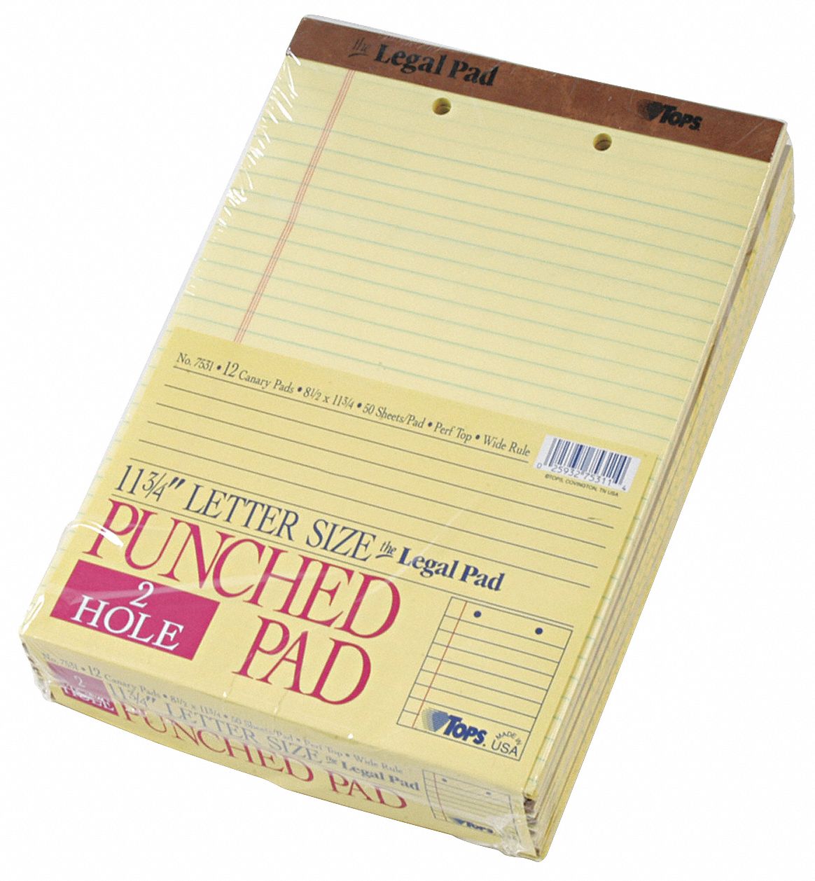 TOPS, 8-1/2 in x 11-3/4 in Sheet Size, Legal, Notepad - 35X022|TOP7531 ...