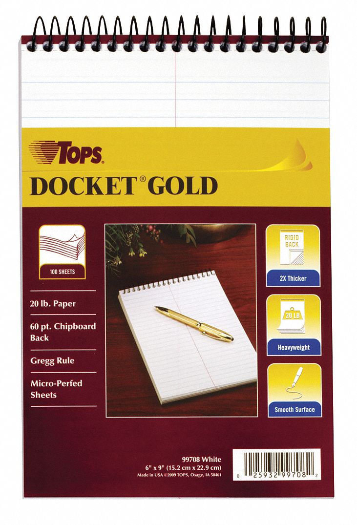 TOPS, 6 in x 9 in Sheet Size, Gregg, Notebook - 35X056|TOP99708 - Grainger