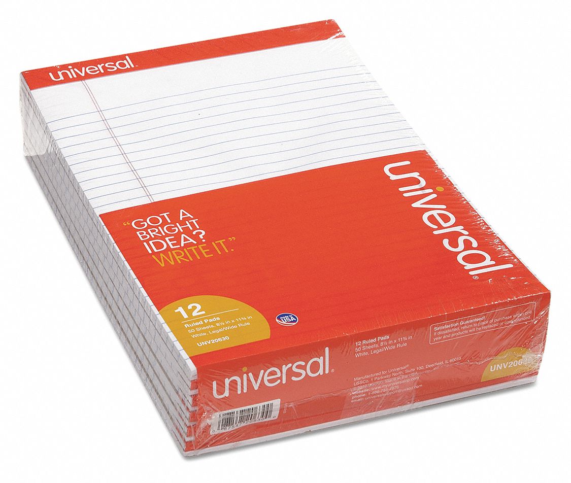 UNIVERSAL 8 1 2 In X 11 3 4 In Sheet Size Legal Notepad 35X064 