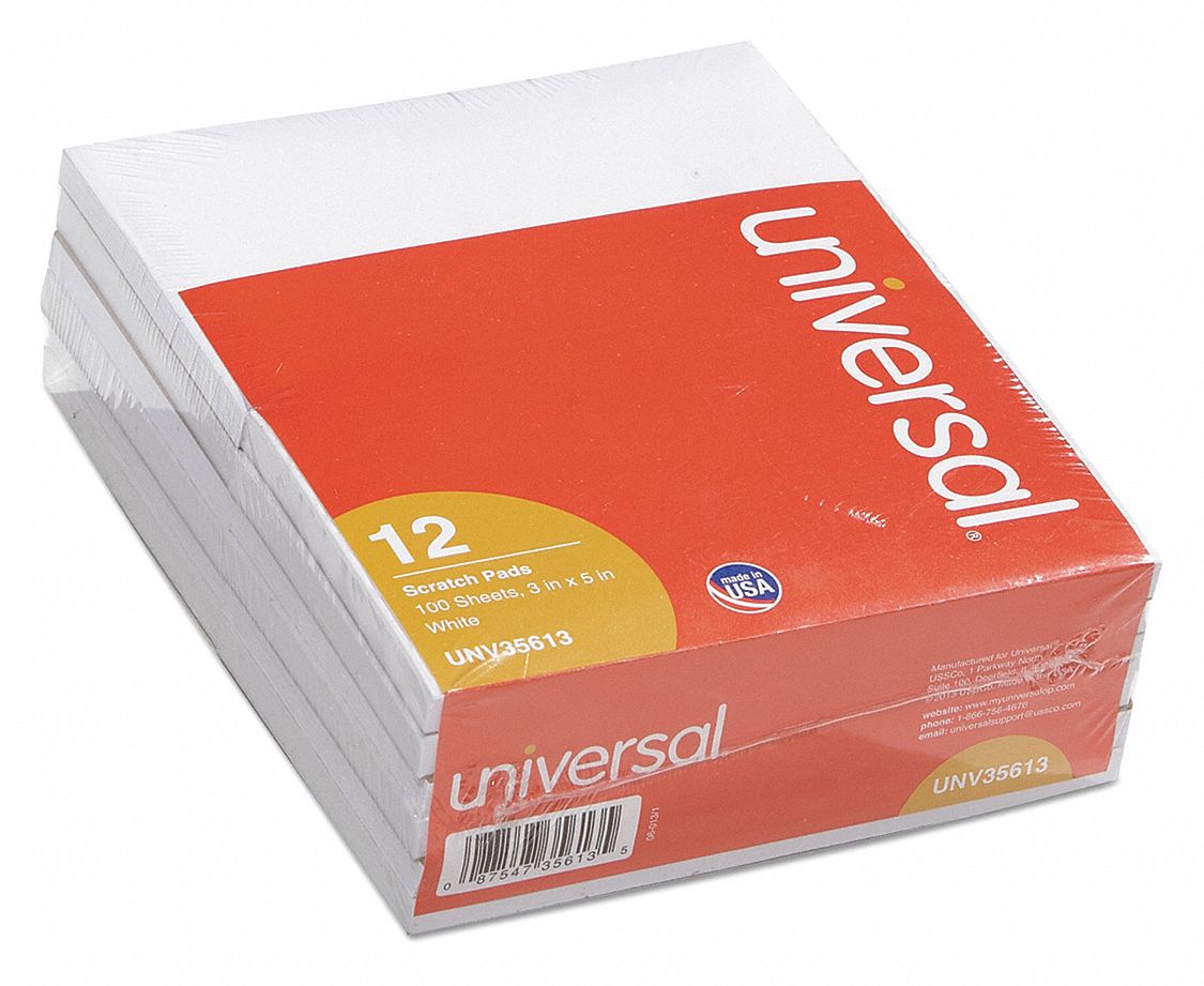 UNIVERSAL, 3 in x 5 in Sheet Size, Unruled, Notepad - 35X080|UNV35613 ...